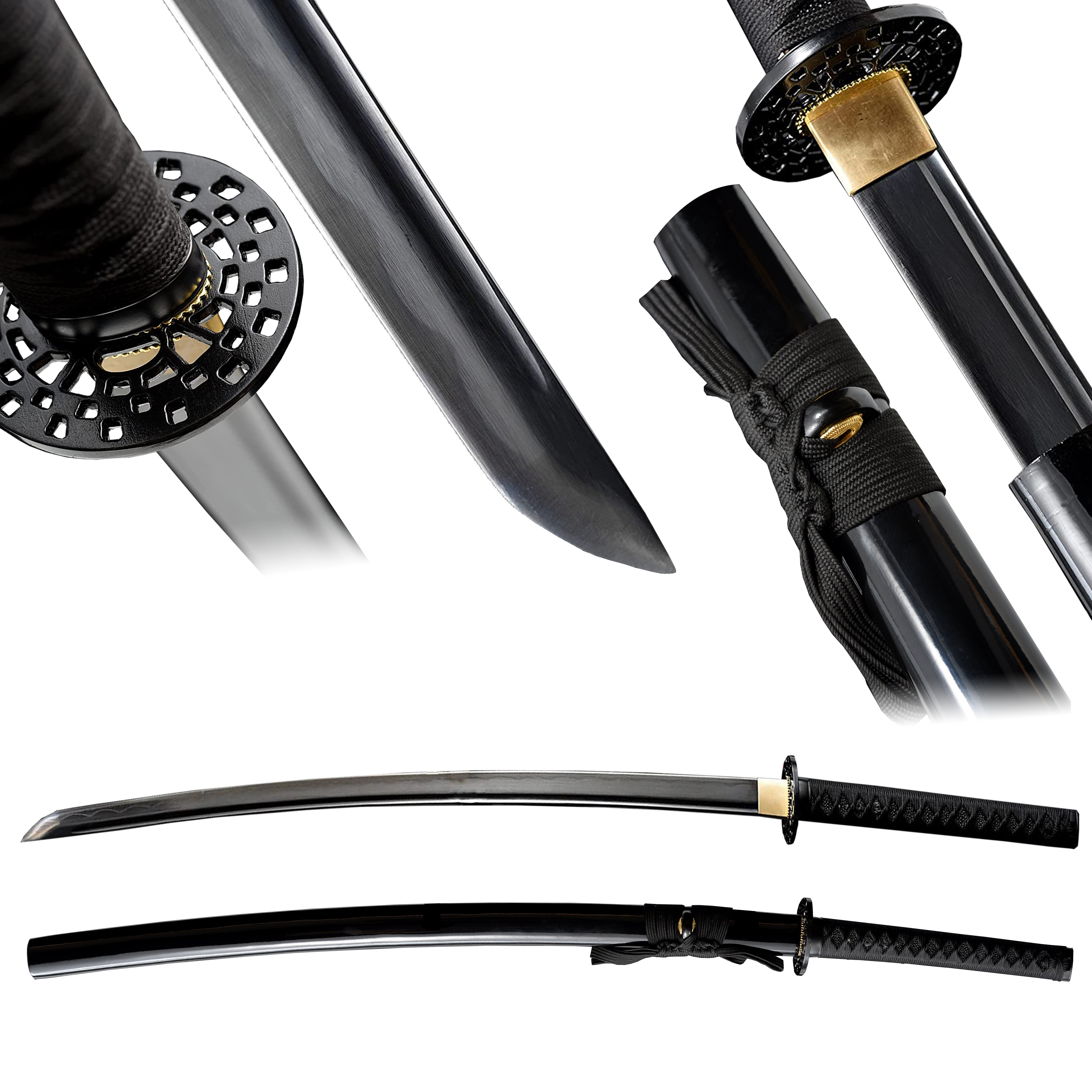 Handmade 9260 spring steel entry katana full Tang Black katana,Real ka ...
